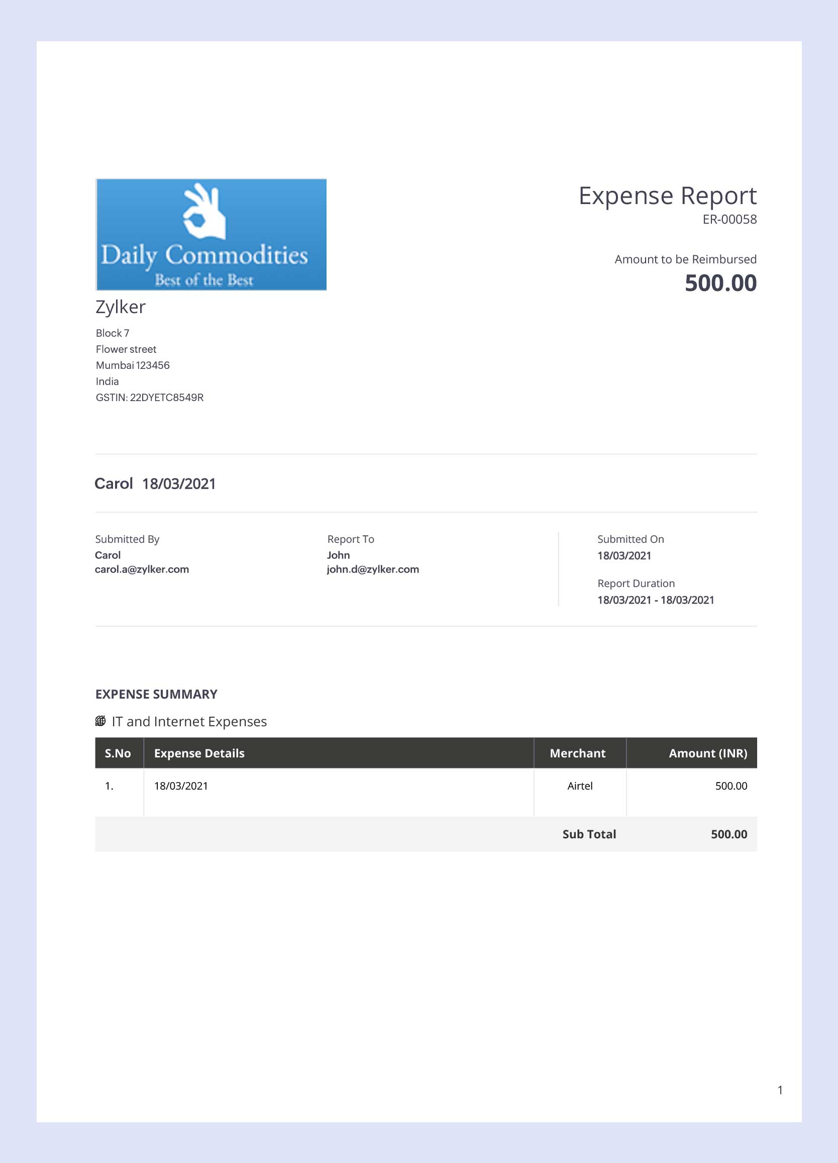 What is an expense report?